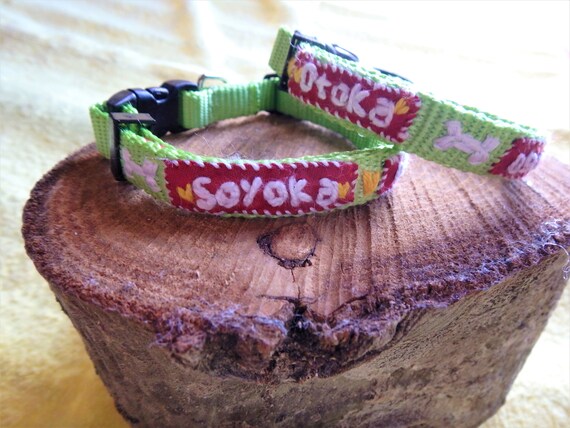 Personalized Dog/cat Collars Hand Embroidered Name and | Etsy