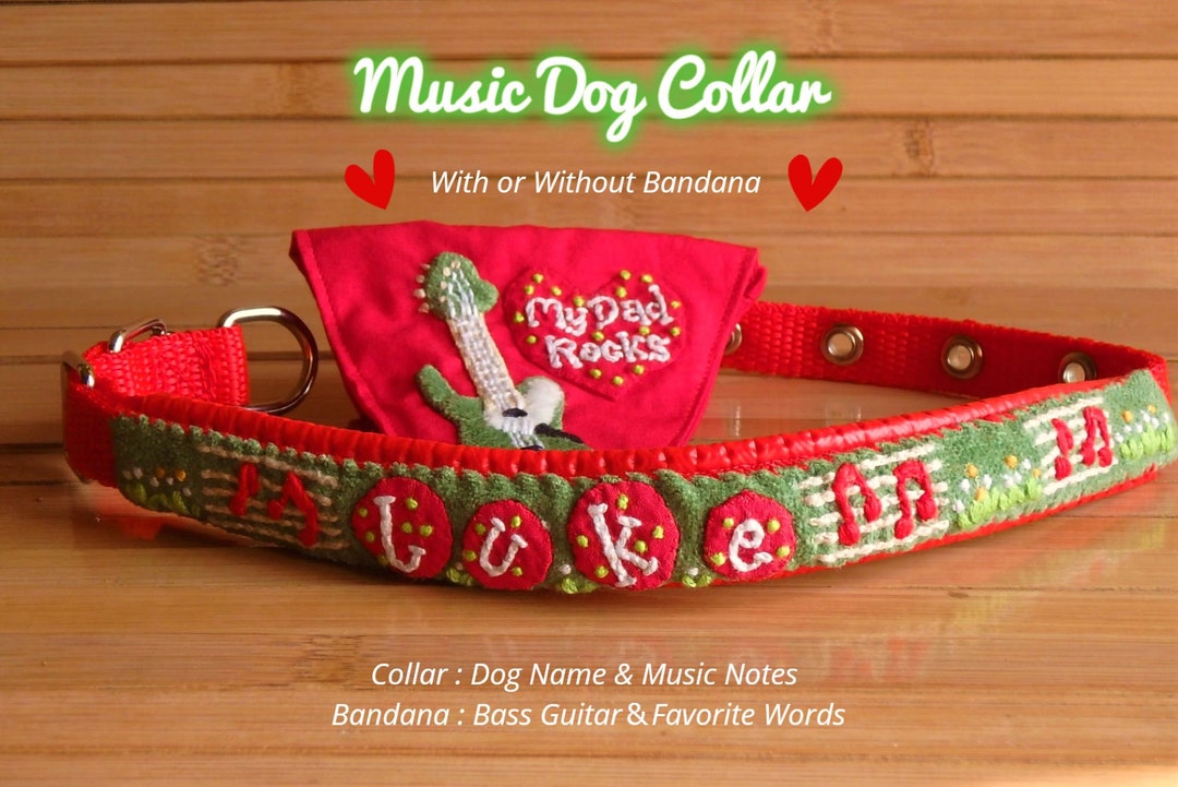 Music Dog Collar, Dog Name Collar, My Dad Rocks, Dog Bandana ...