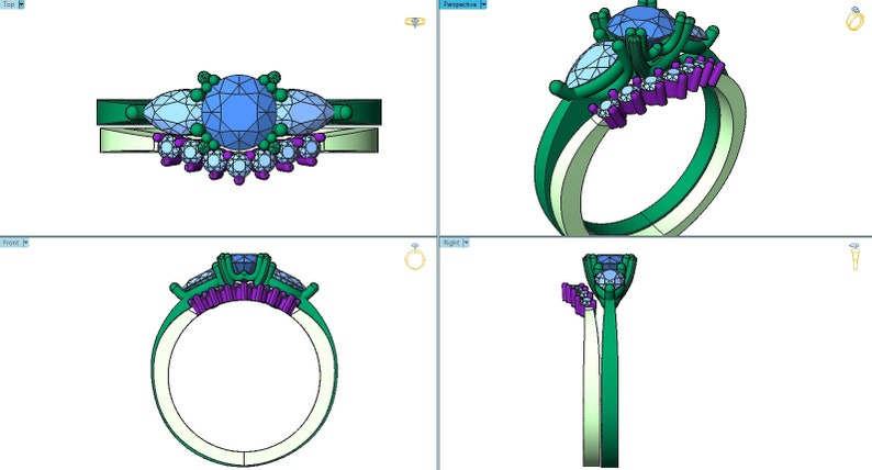 3D Custom Engagement Ring Design, CAD Rendering Drawing by a ...