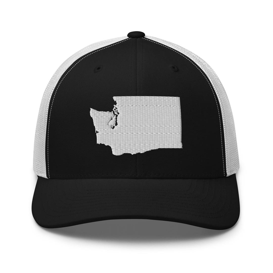 Washington Trucker Cap, Washington State Shape Embroidered Baseball Hat ...