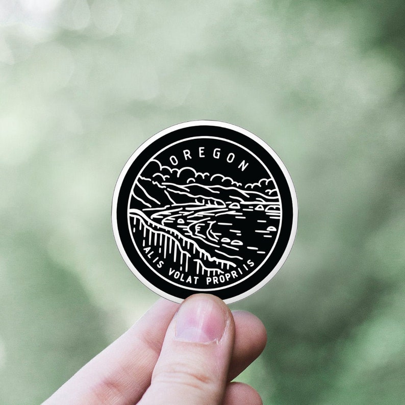 Oregon State Motto Round Sticker Alis Volat Propriis Circle - Etsy UK