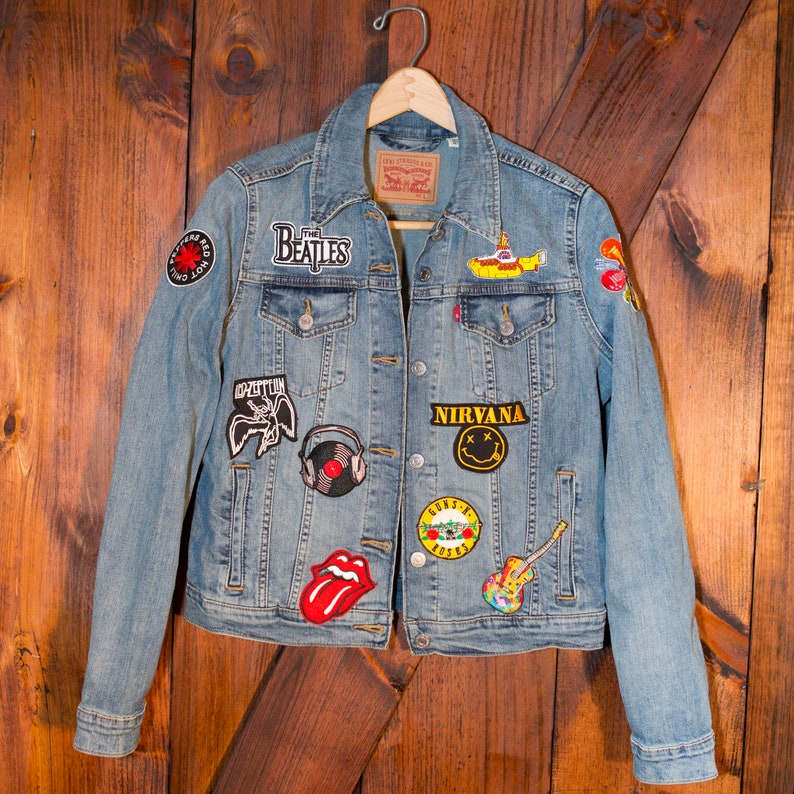 Rock on Patched Levi's Denim Trucker Jacket - Etsy
