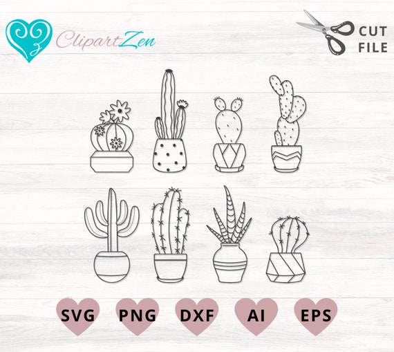 Cactus Svg Gardening Svg Pot Svg | Etsy