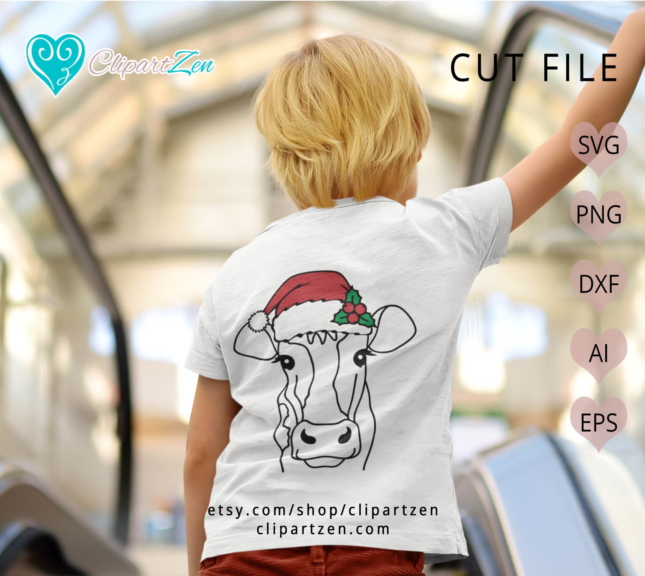 Christmas Cow Svg Santa Hat Svg Christmas Cow Face Svg - Etsy