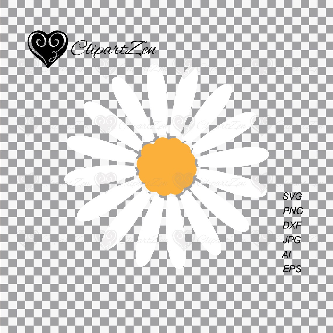 Daisy Svg, Png, Dxf, Eps, Ai, Clipart, Printable Cuttable Silhouette ...