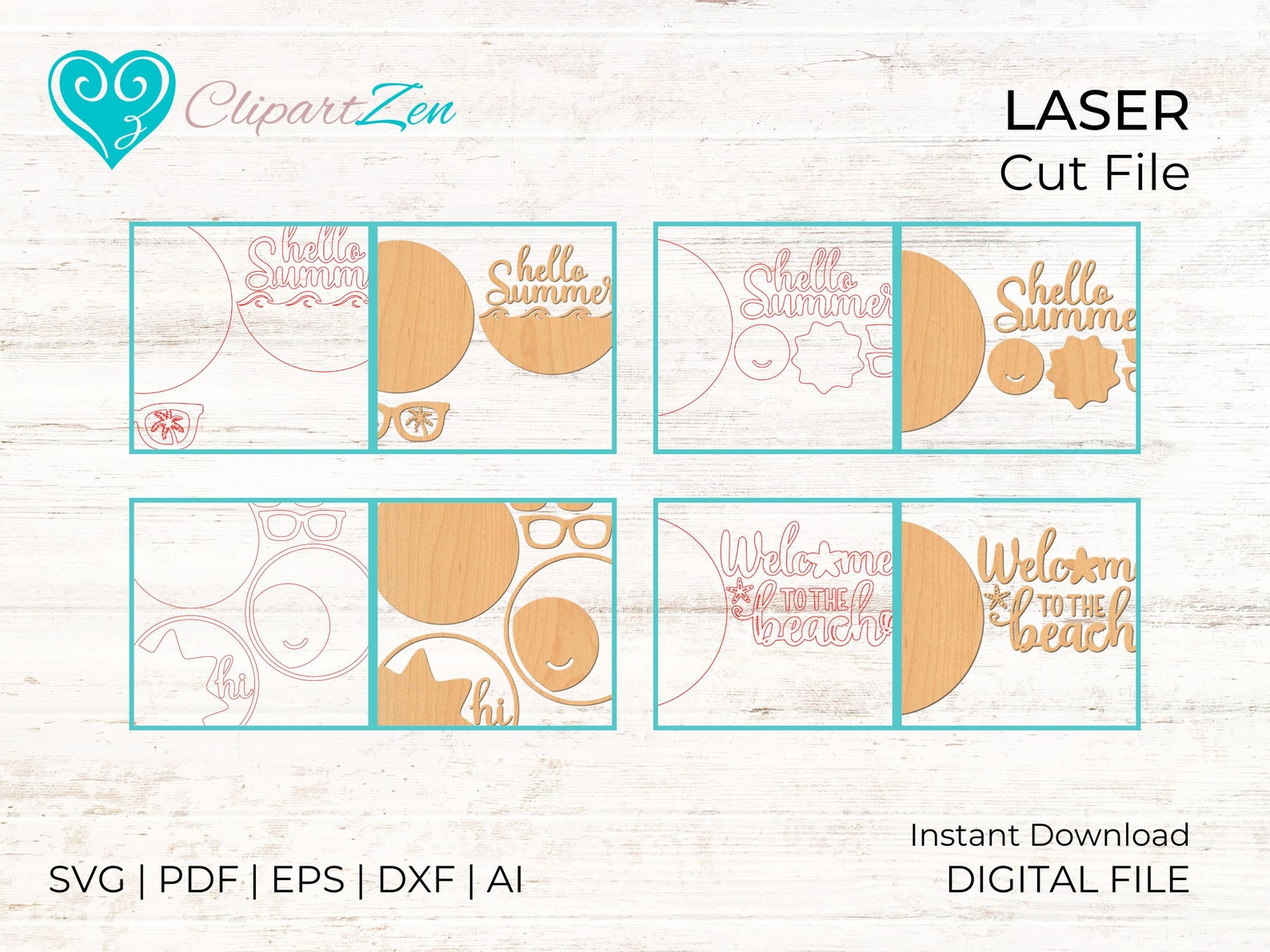 Hello Summer Door Hanger SVG, Welcome Svg, Beach Svg, Sun Svg ...