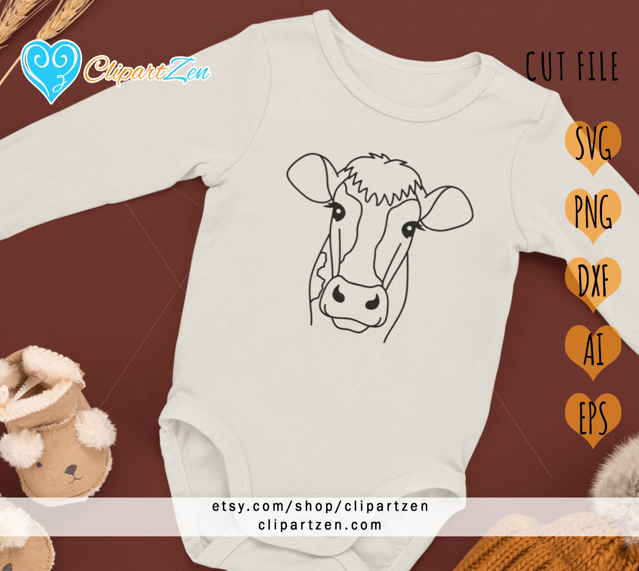 Cattle Heifer Farmhouse Cow Face Cut File Svg Png Dxf - Etsy