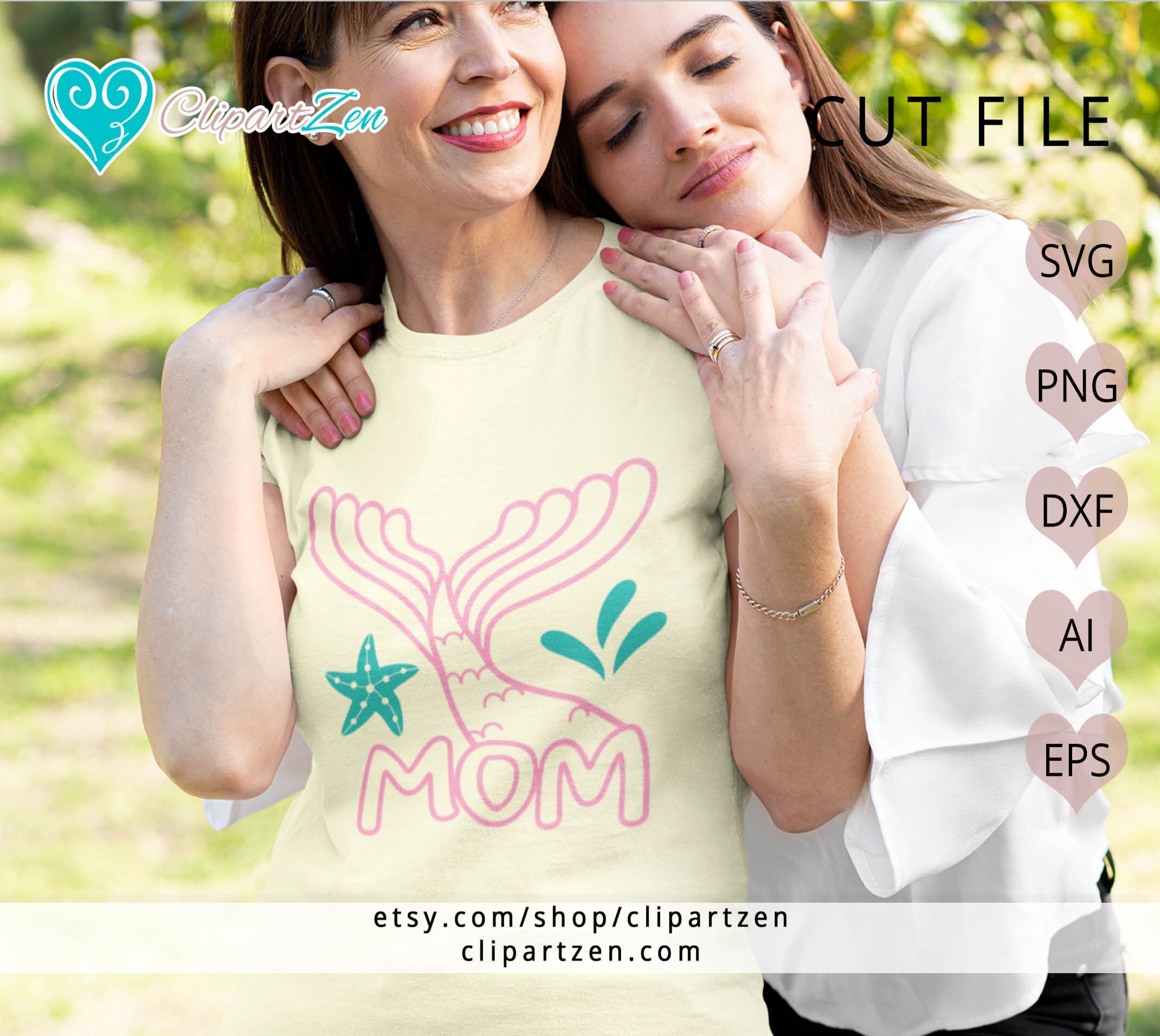 Mermaid Tail Mom Svg, Png, Dxf, Eps, Ai, Clipart, Vector Cuttable ...