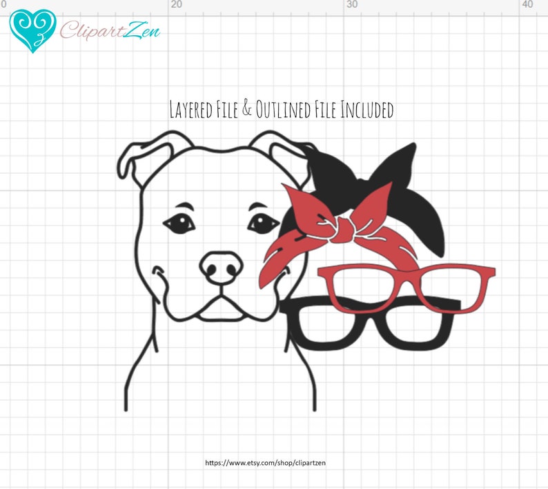 Pitbull Dog Glasses Bandana, Pitbull Dog Face Outline Svg, Dog Mom Svg ...