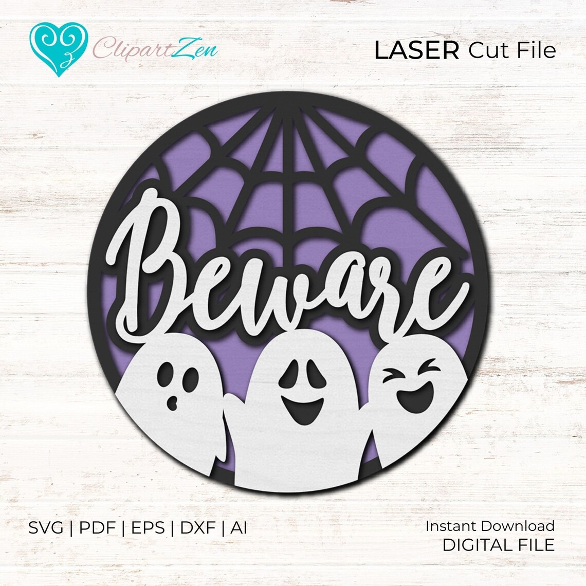 Halloween Ghost Beware Door Sign, Welcome Sign SVG Door Hanger SVG ...