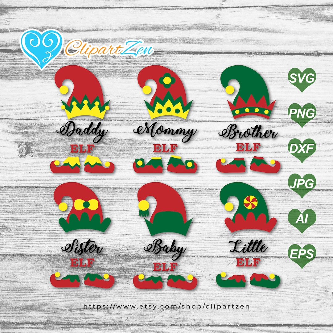 Elf Family Christmas Squad Svg, Png, Dxf, Jpg, Eps, Ai, Clipart, Vector ...