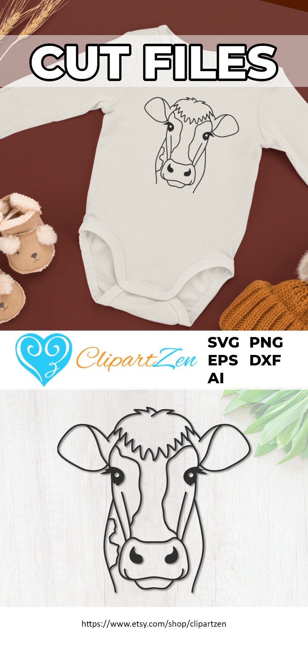 Cattle Heifer Farmhouse Cow Face Cut File Svg Png Dxf - Etsy