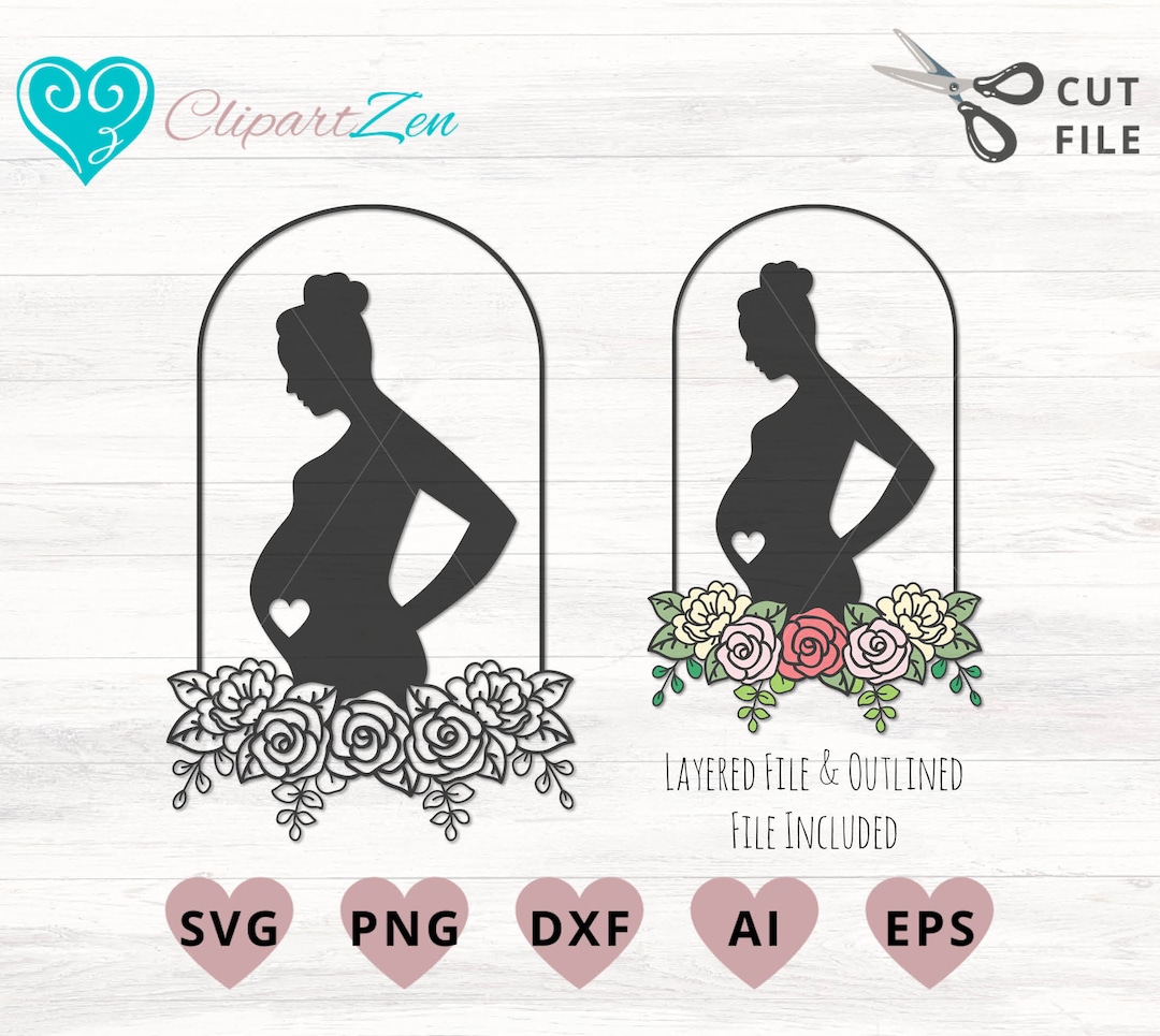 Pregnant Svg, Floral Svg, Png, Dxf, Eps, Ai, Clipart, Vector Cuttable ...