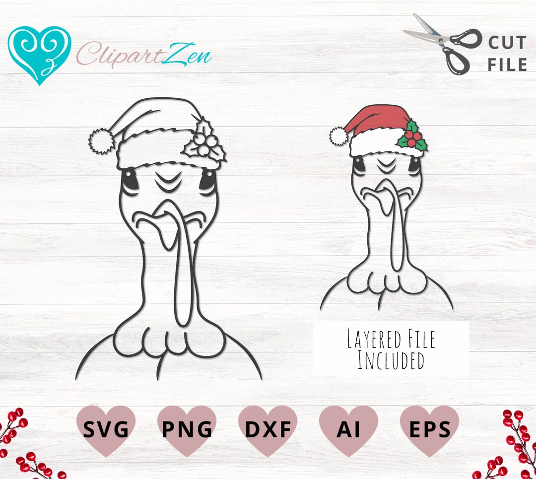 Turkey Christmas Svg Santa Hat Svg Christmas Turkey Face Svg - Etsy