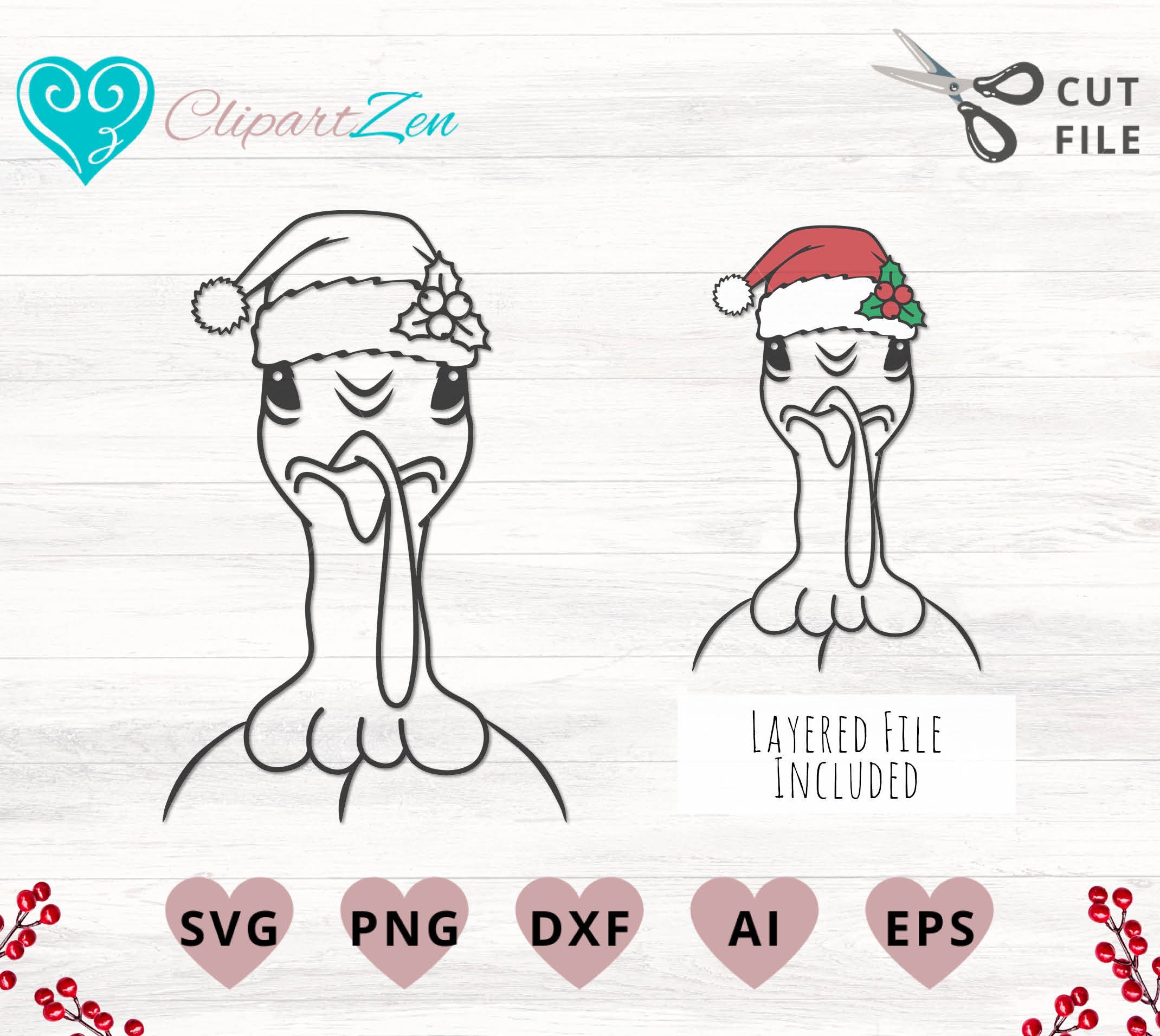 Turkey Christmas Svg Santa Hat Svg Christmas Turkey Face Svg - Etsy