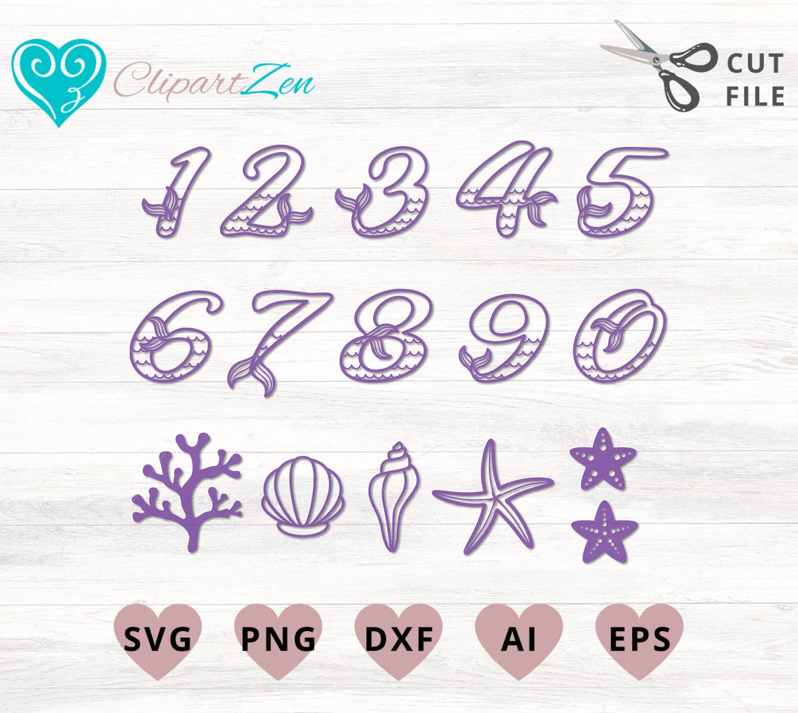 Mermaid Tail Numbers Svg Mermaid Birthday Svg Bundle Svg - Etsy
