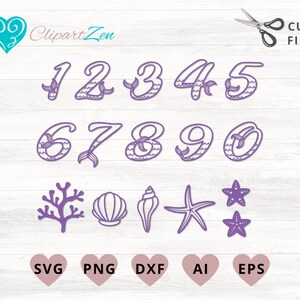 Mermaid Tail Numbers Svg Mermaid Birthday Svg Bundle Svg | Etsy