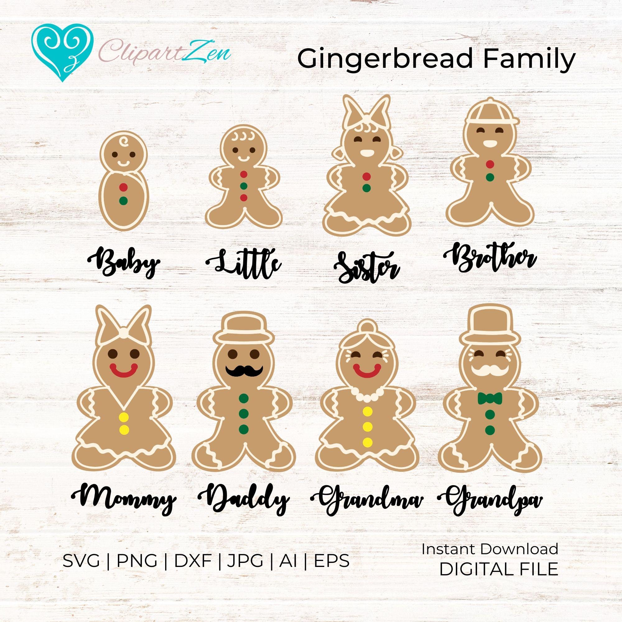 Family Christmas Gingerbread Man Svg, Png, Dxf, Jpg, Eps, Ai, Clipart ...