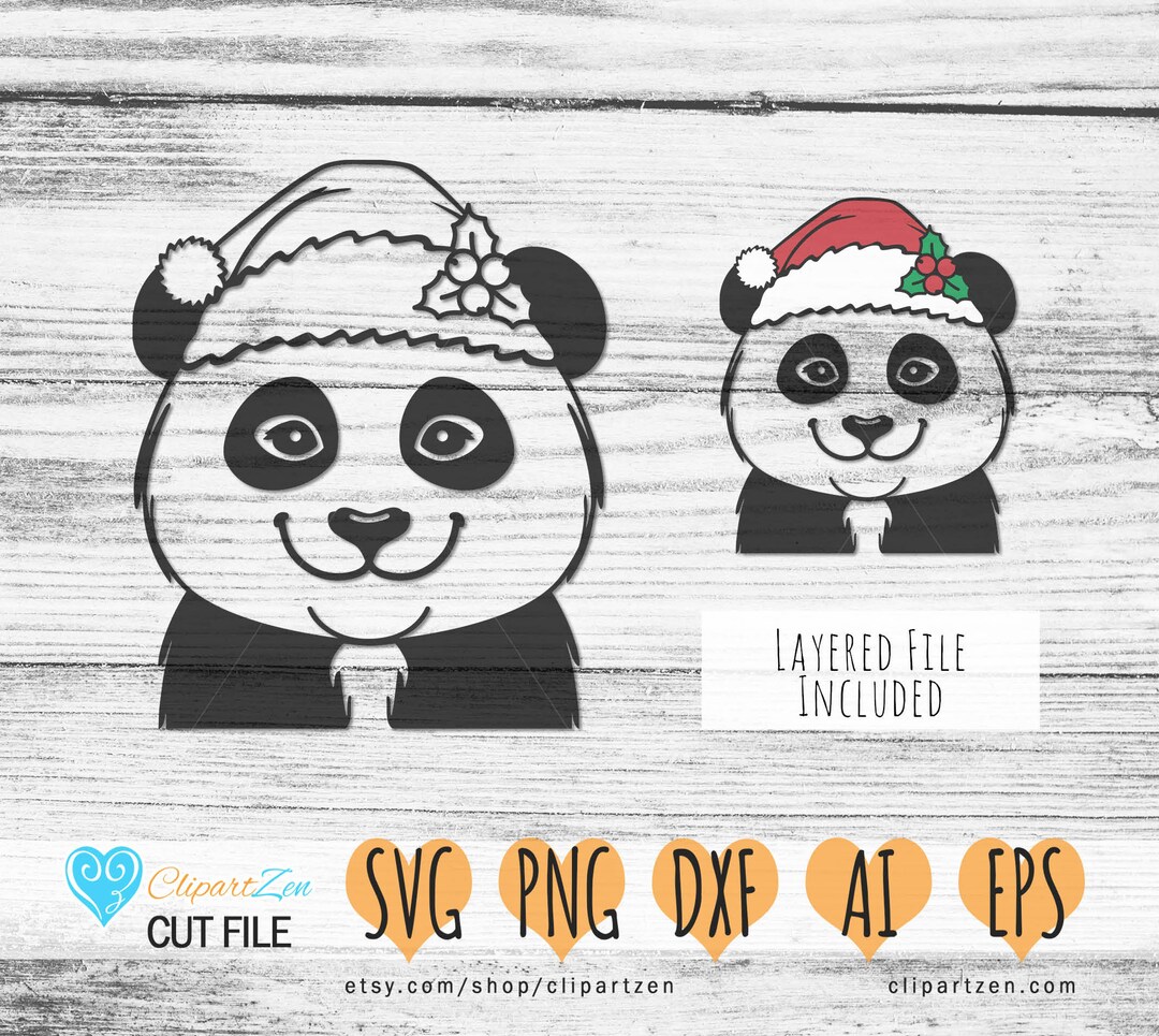 Santa Panda Svg, Santa Hat Svg, Christmas Santa Face Svg, Cute Panda ...