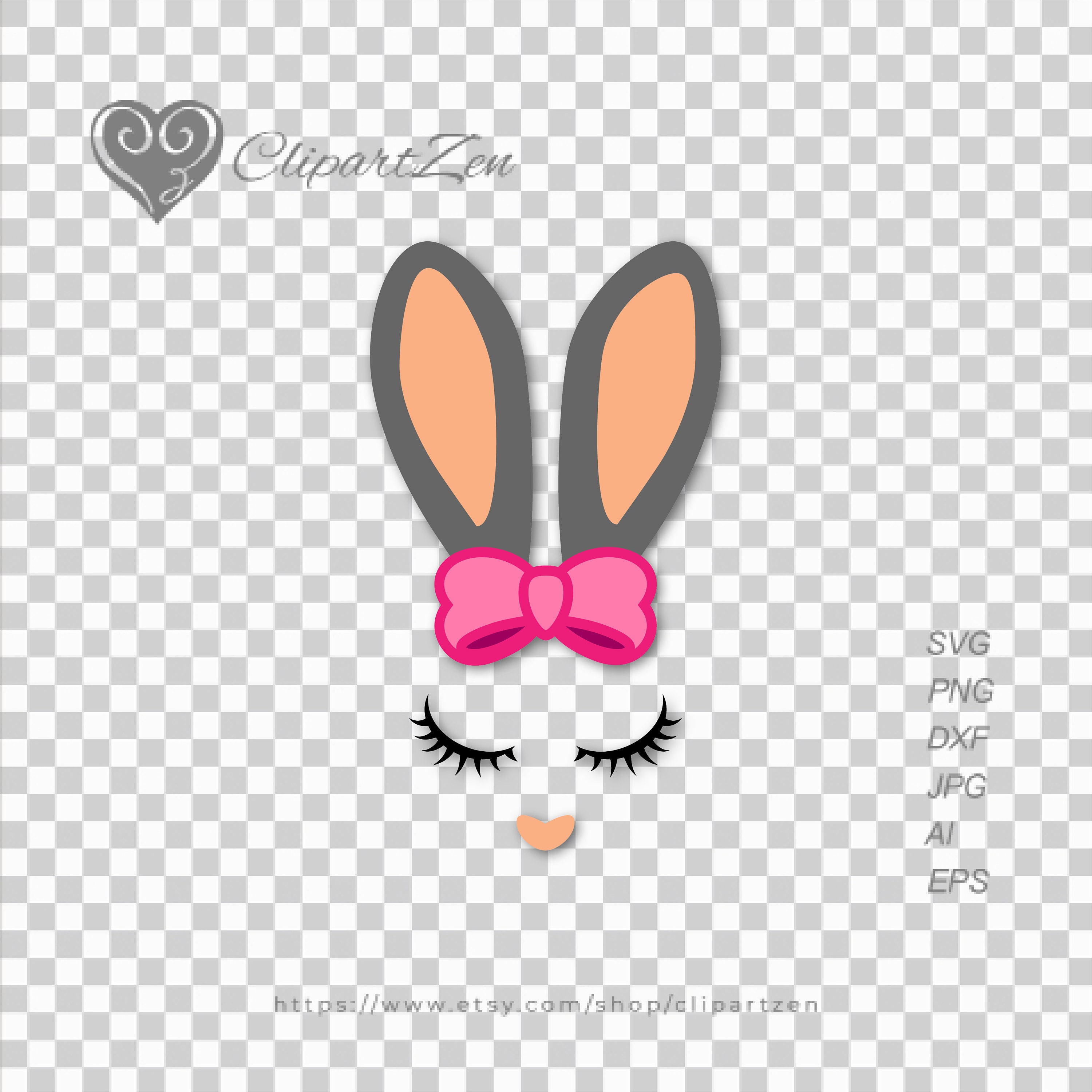 Bunny Rabbit Face and Ears Girl Eyelashes Easter Svg Png - Etsy