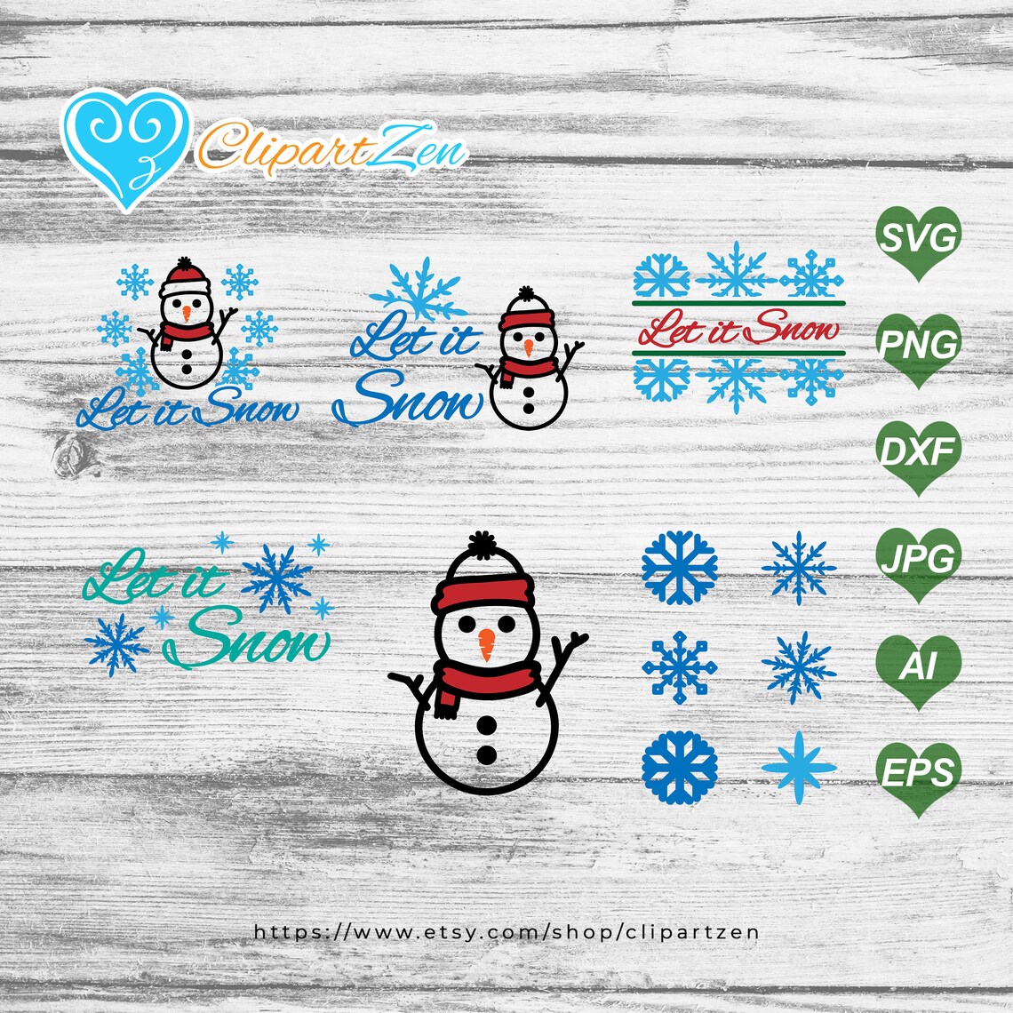 Let It Snow Snowman Snowflake Christmas Winter Svg Png Dxf - Etsy