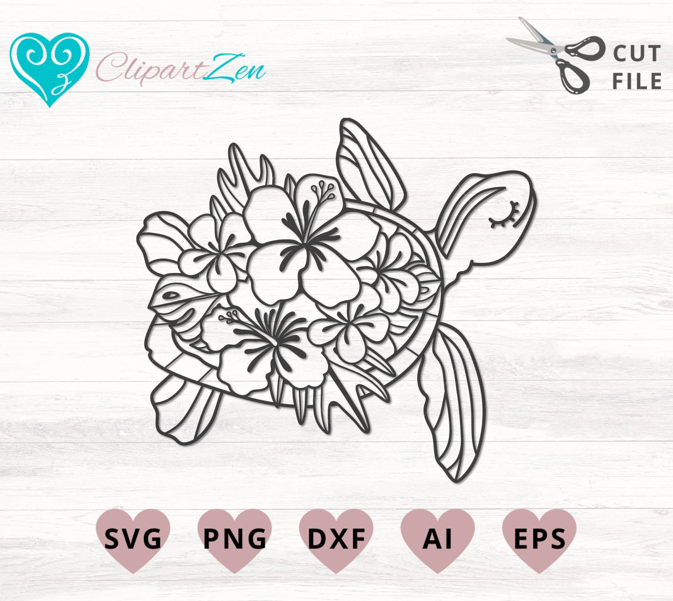 Turtle Svg, Sea Turle Svg, Turtle With Tropical Flowers, Summer Svg ...