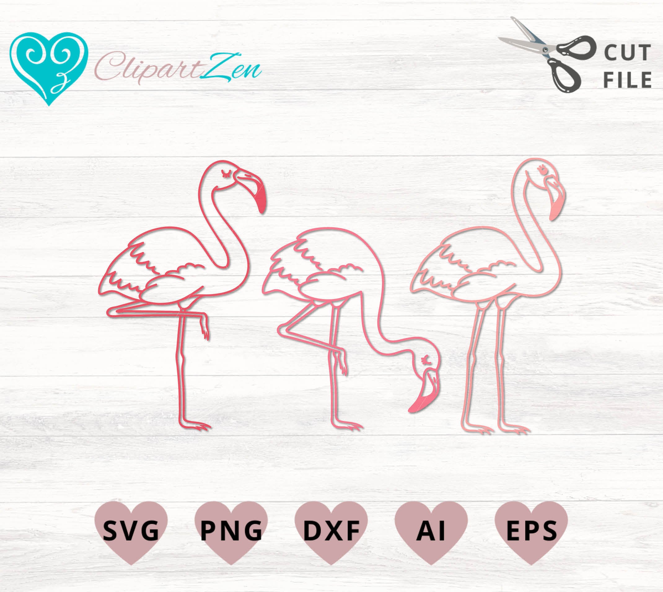 Flamingo Svg, Png, Dxf, Eps, Ai, Clipart, Vector Cuttable | Cricut ...