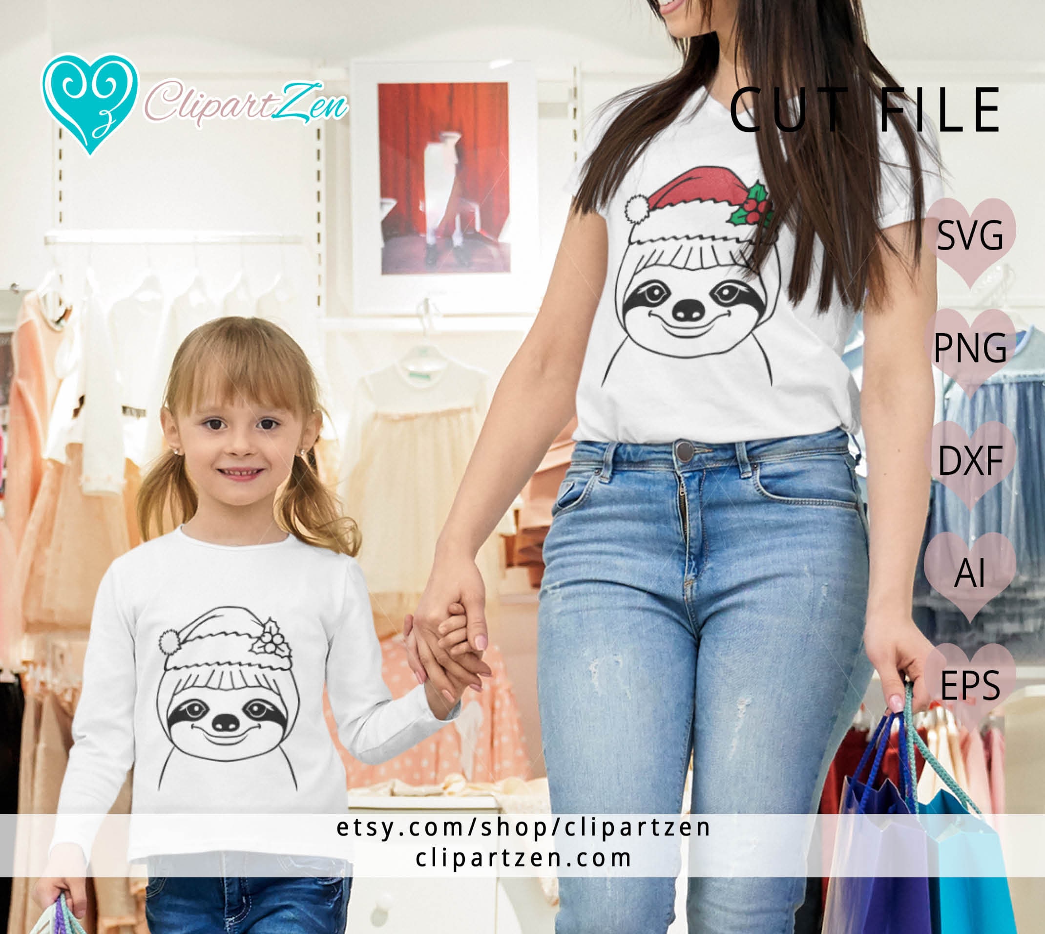 Christmas Sloth Svg, Santa Hat Svg, Christmas Santa Face Svg, Cute ...