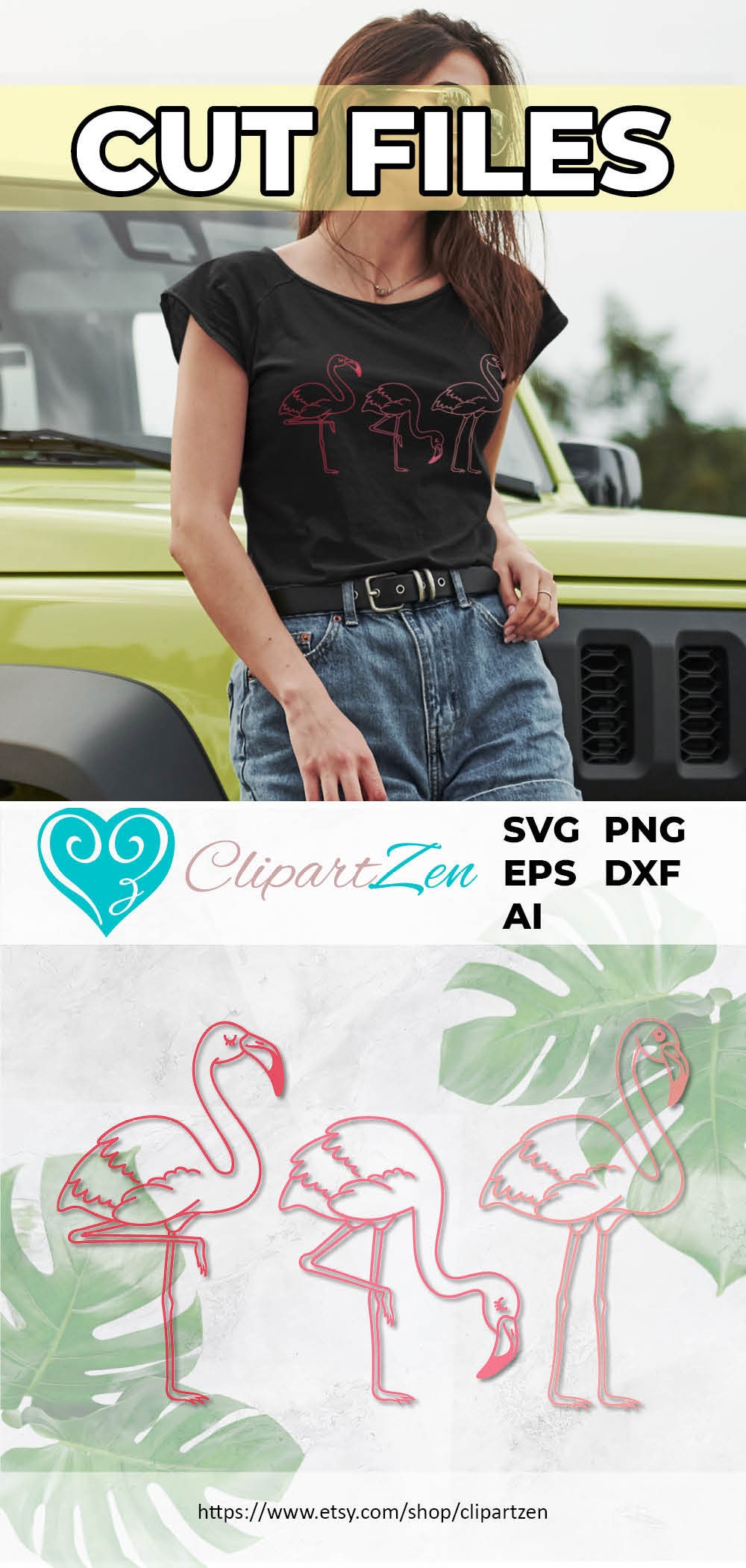 Flamingo Svg, Png, Dxf, Eps, Ai, Clipart, Vector Cuttable Cricut ...