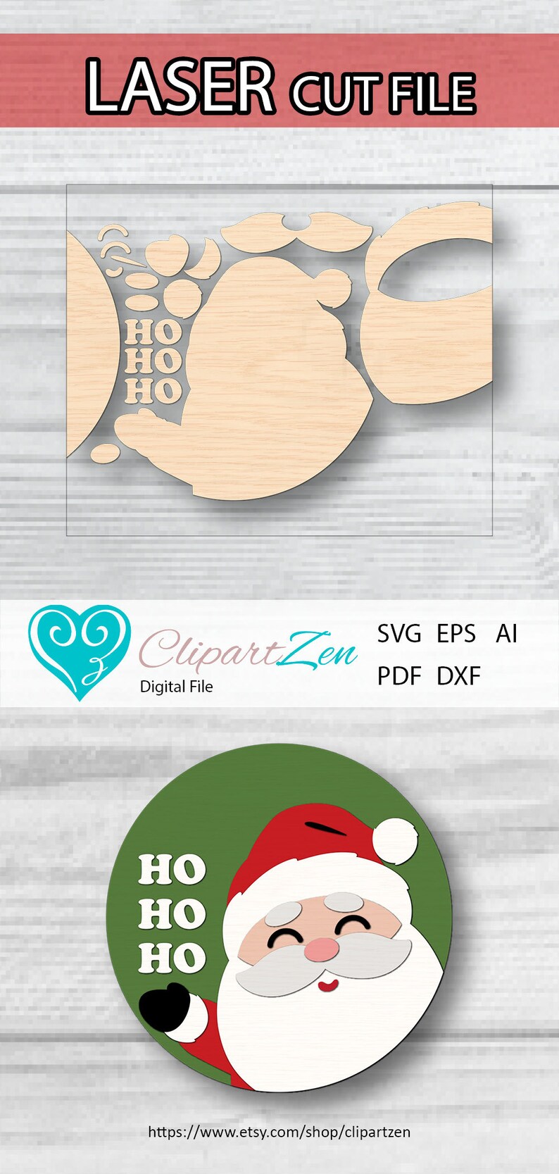 Santa Claus Hi Christmas Door Hanger Svg Christmas Door Hanger Svg