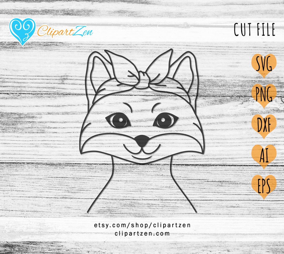 Lindo zorro con bandana, Woodland Animal Face Head Cut File, svg, png ...
