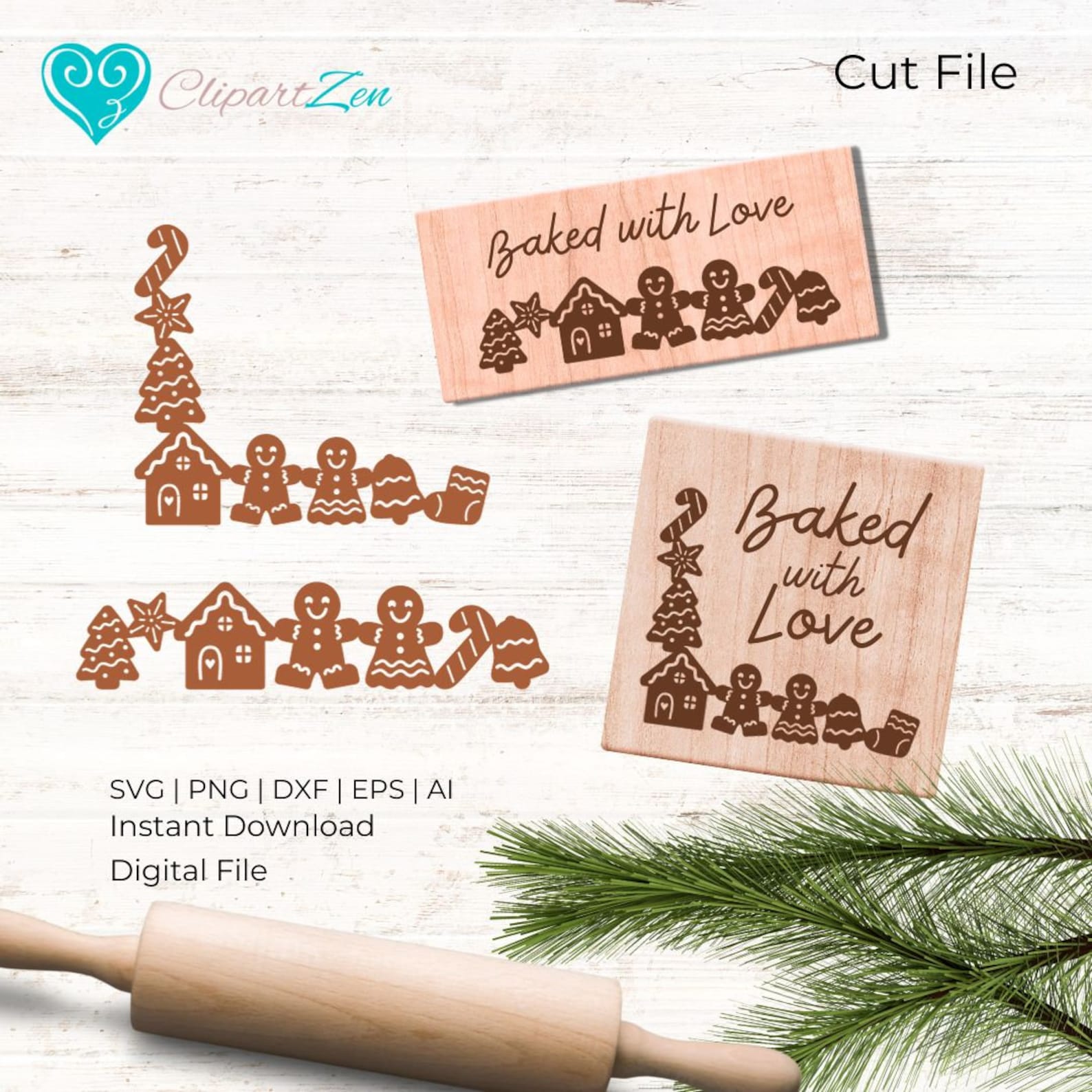 Gingerbread Border Frame, Line, Corner, Cut File,svg, Png, Dxf, Eps, Ai ...