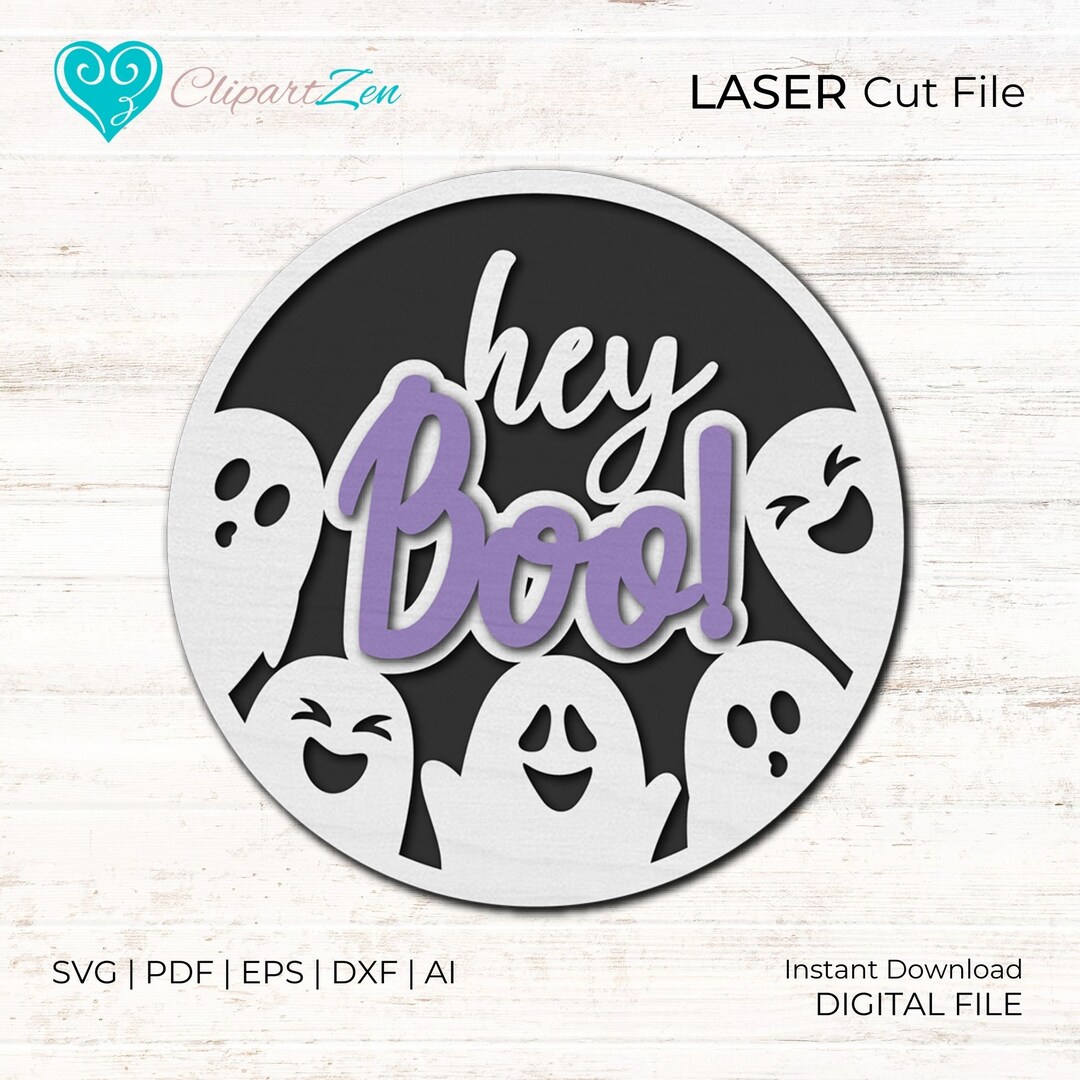 Ghost Hey Boo Halloween Door Sign, Welcome Sign SVG Door Hanger SVG ...