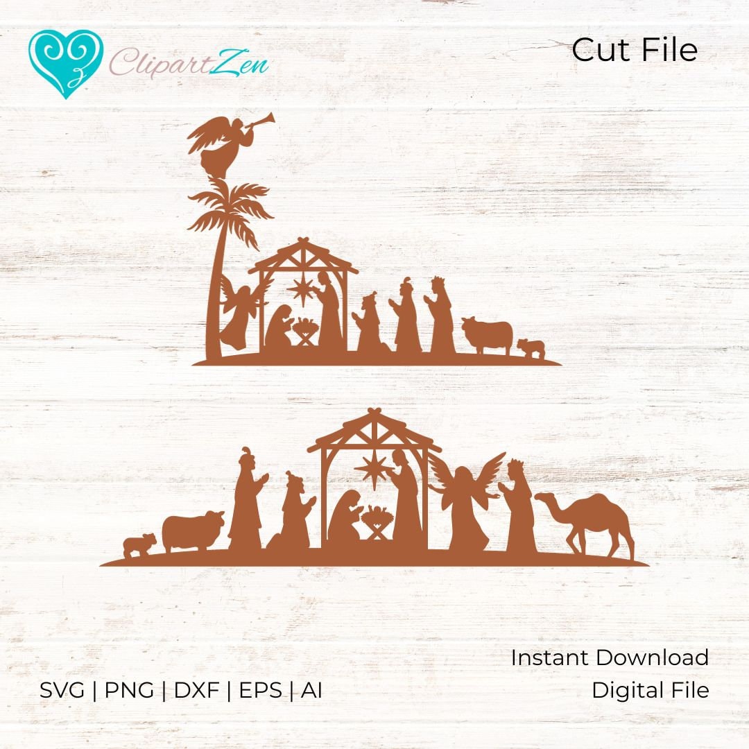 Nativity Scene Border Frame, Corner, Cut File,svg, Png, Dxf, Eps, Ai ...