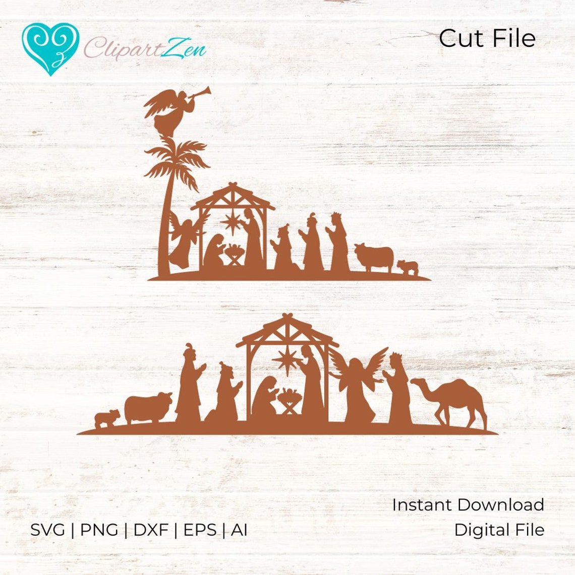 Nativity Scene Border Frame, Corner, Cut File,svg, Png, Dxf, Eps, Ai ...