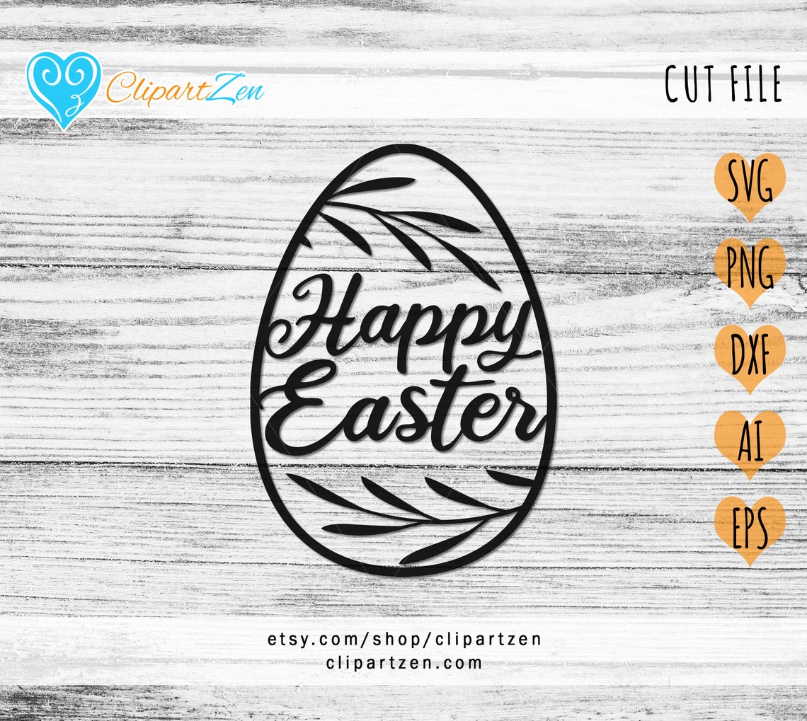 Happy Easter Egg Sign Tag Cut File, Svg, Png, Dxf, Eps, Ai, Clipart ...