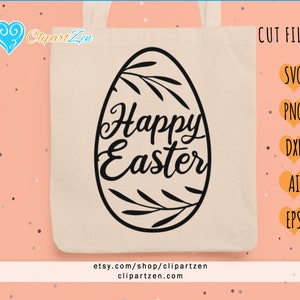 Happy Easter Egg Sign Tag Cut File, Svg, Png, Dxf, Eps, Ai, Clipart ...