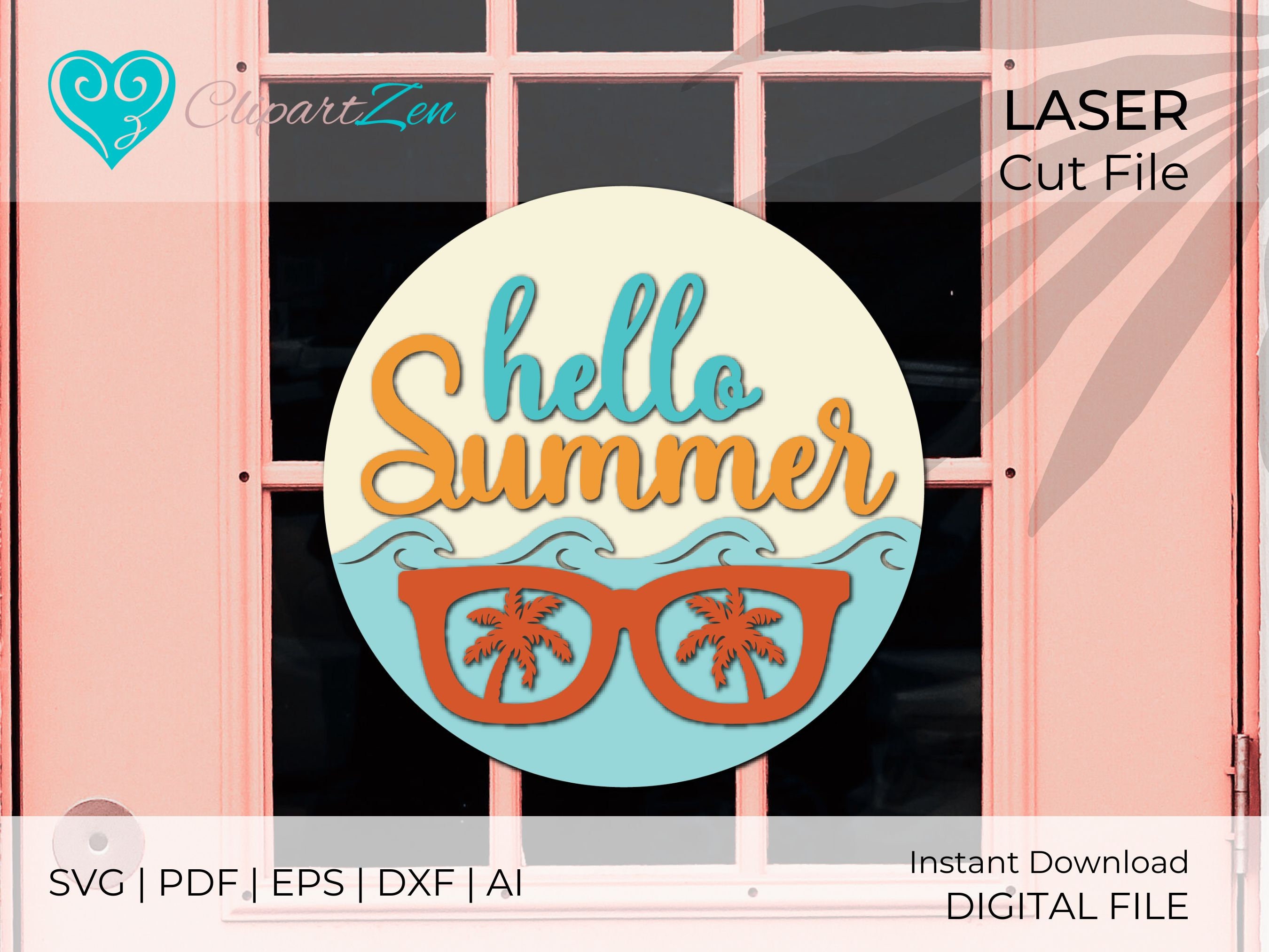 Hello Summer Door Hanger SVG, Welcome Svg, Beach Svg, Sun Svg ...