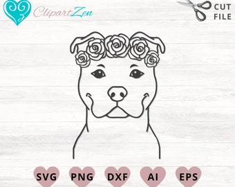 Pitbull Head Outline Svg - Etsy