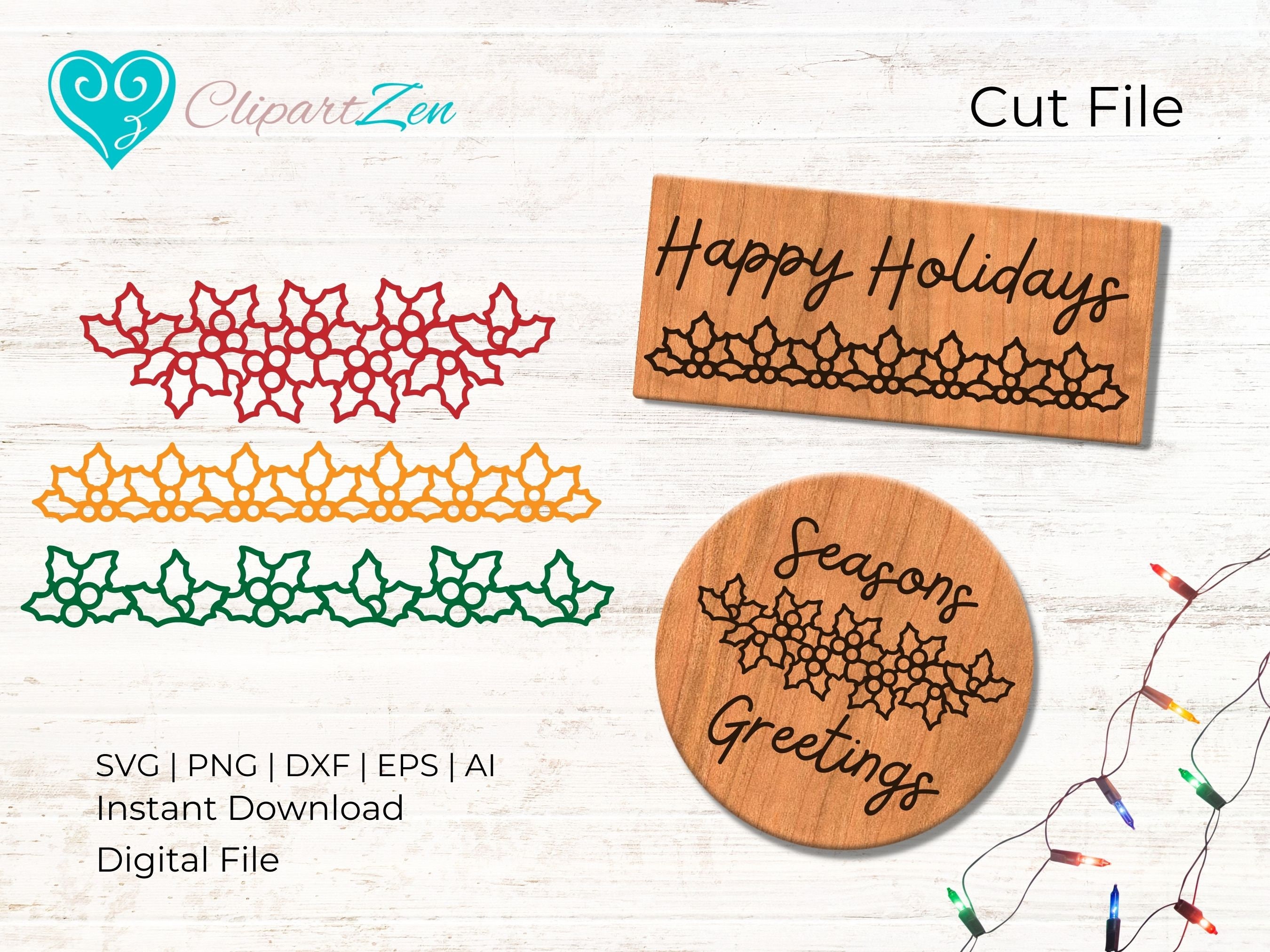Christmas Poinsettia Flower Border Cut File, Svg, Png, Dxf, Eps, Ai ...