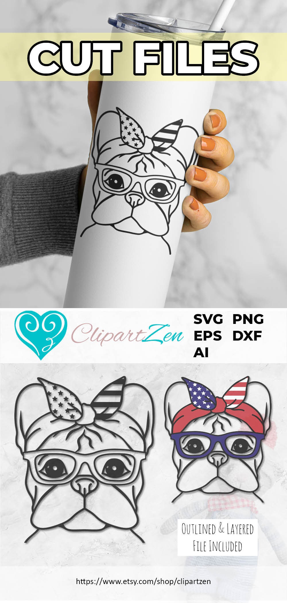 French Bulldog Fourth of July, French Bulldog Face Outline Svg, Dog Mom ...