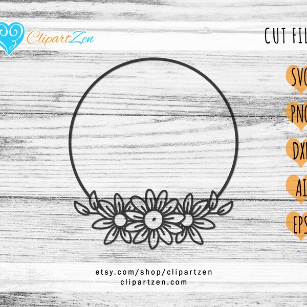 Daisy Circle Clipart - Etsy