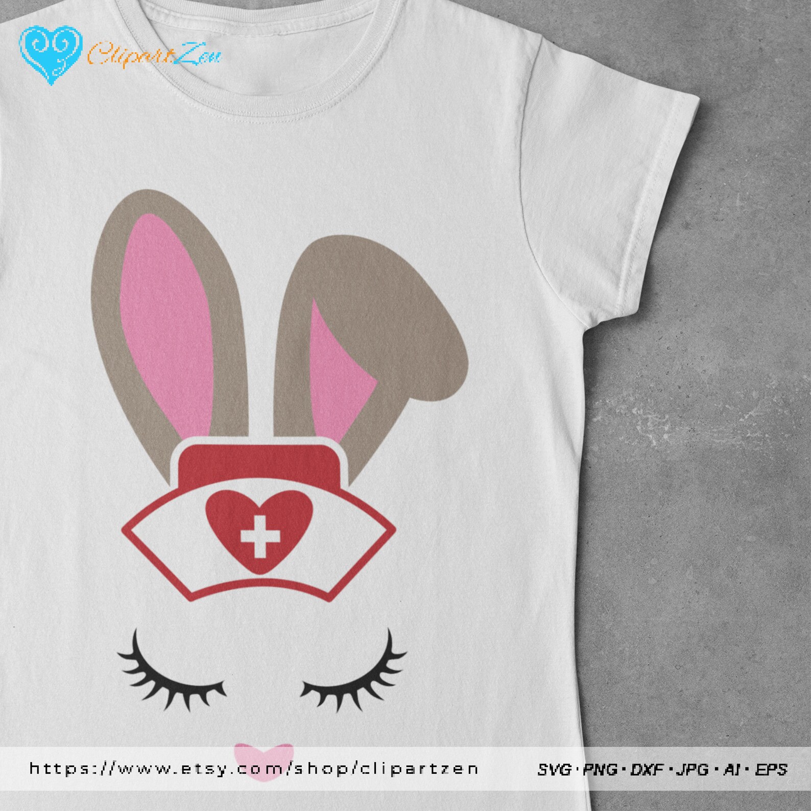 Nurse Bunny Rabbit Ears and Face Svg, Png, Dxf, Jpg, Eps, Ai, Clipart ...
