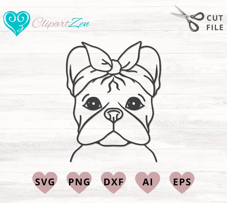 French Bulldog Bandana French Bulldog Face Outline Svg Dog - Etsy