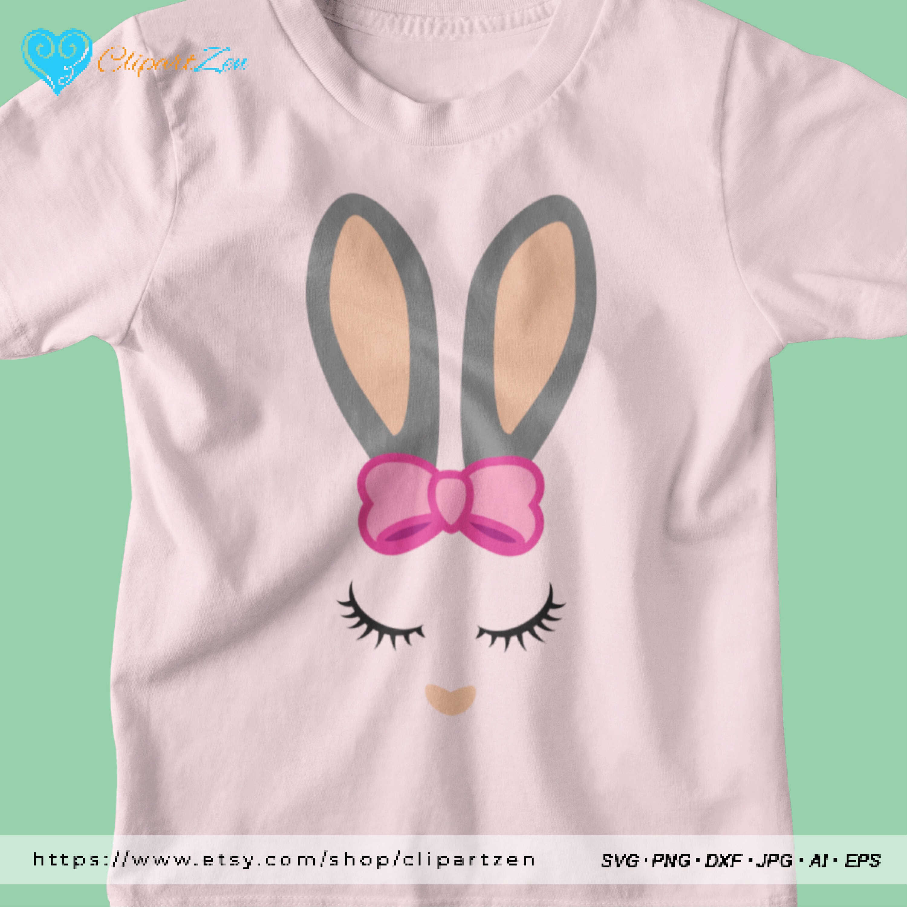 Bunny Rabbit Face and Ears Girl Eyelashes Easter Svg Png - Etsy