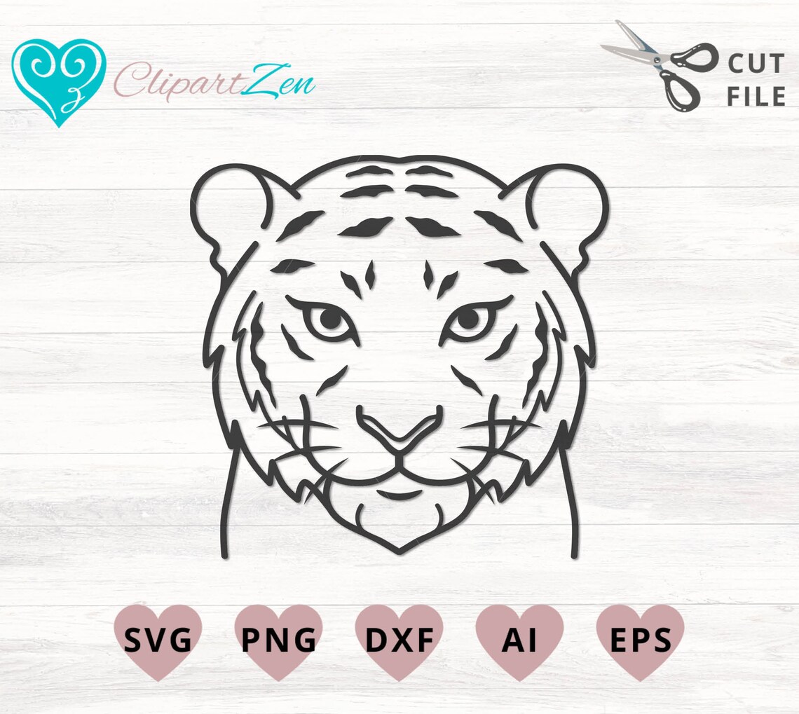Tiger Face Head, Baby Animal Cut File, Svg, Png, Dxf, Eps, Ai, Clipart ...