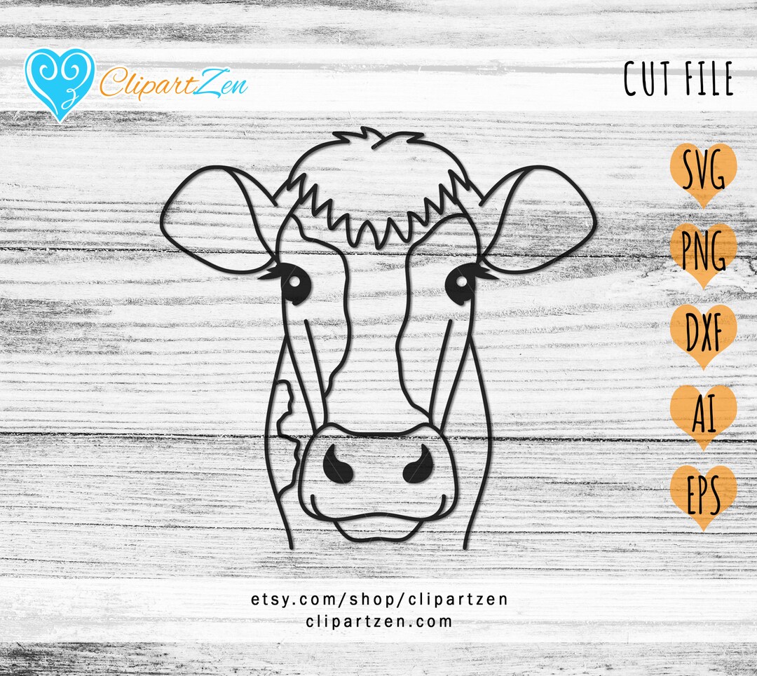 Cattle Heifer, Farmhouse Cow Face Cut File, Svg, Png, Dxf, Eps, Ai ...