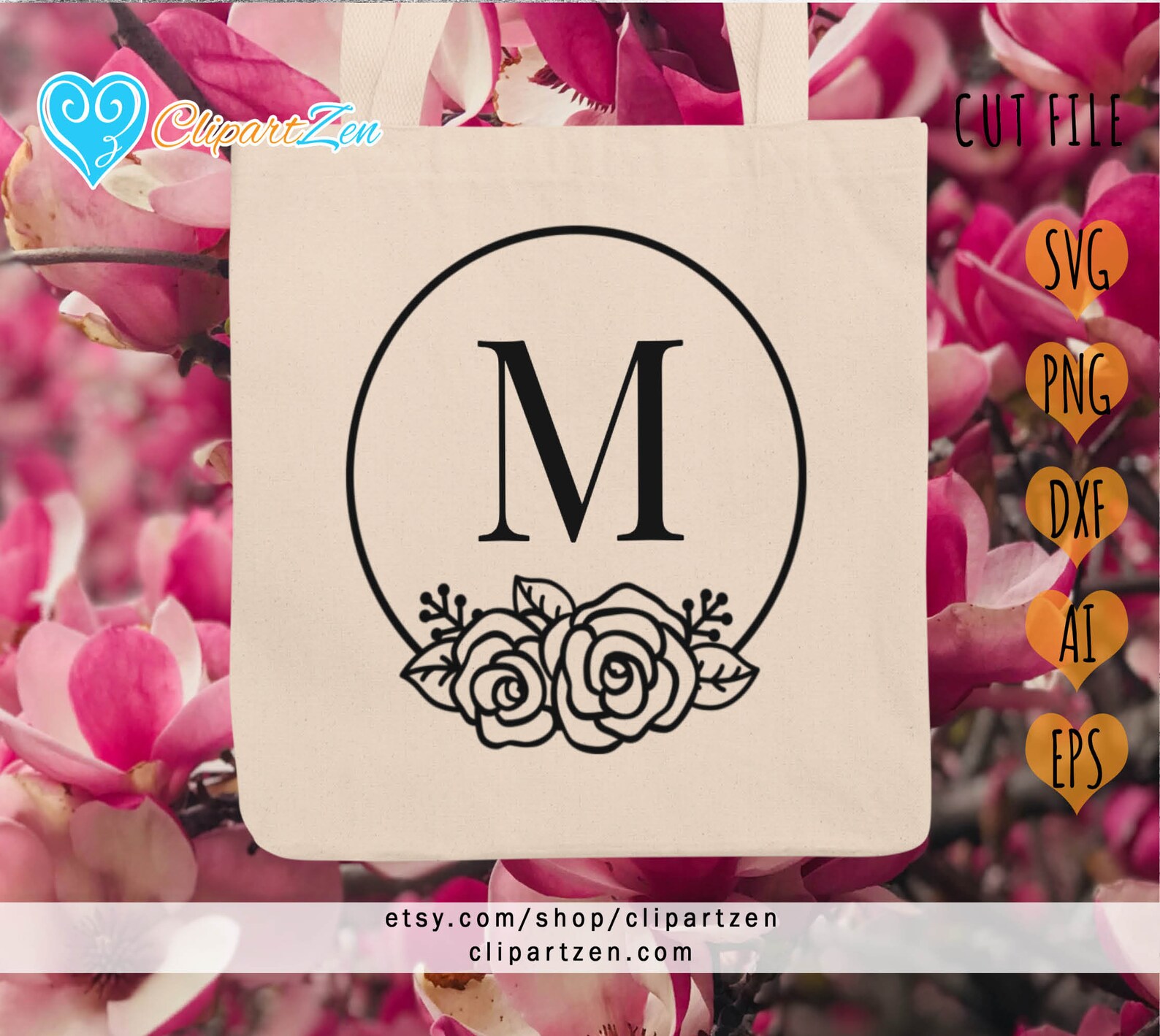 Rose Flower Floral Circle Frame Minimal Cut File, Svg, Png, Dxf, Eps ...
