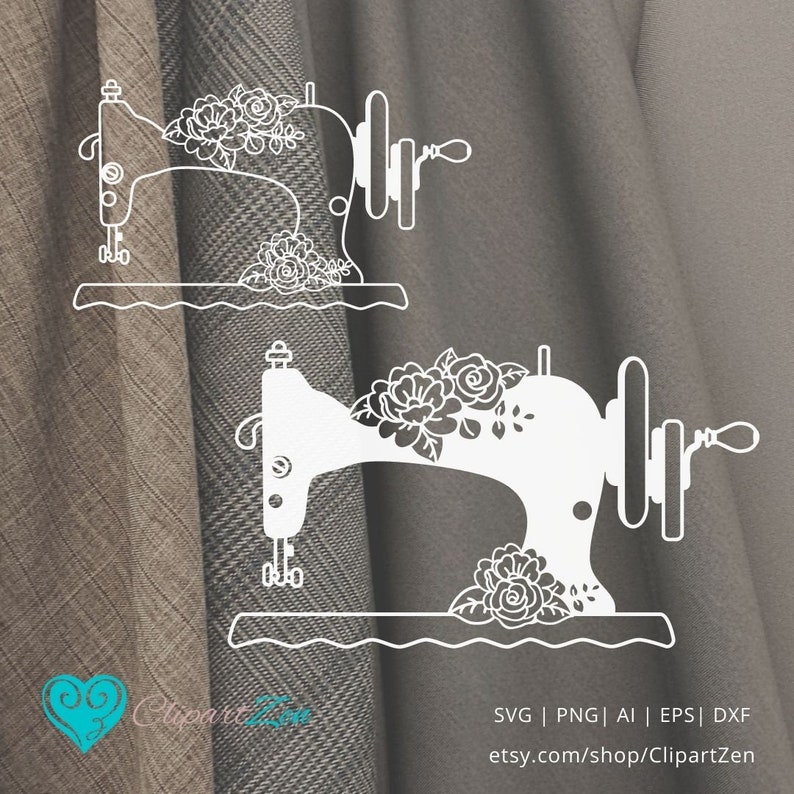 Floral Sewing Machine Svg, Png, Dxf, Eps, Ai, Clipart, Vector, Paper ...