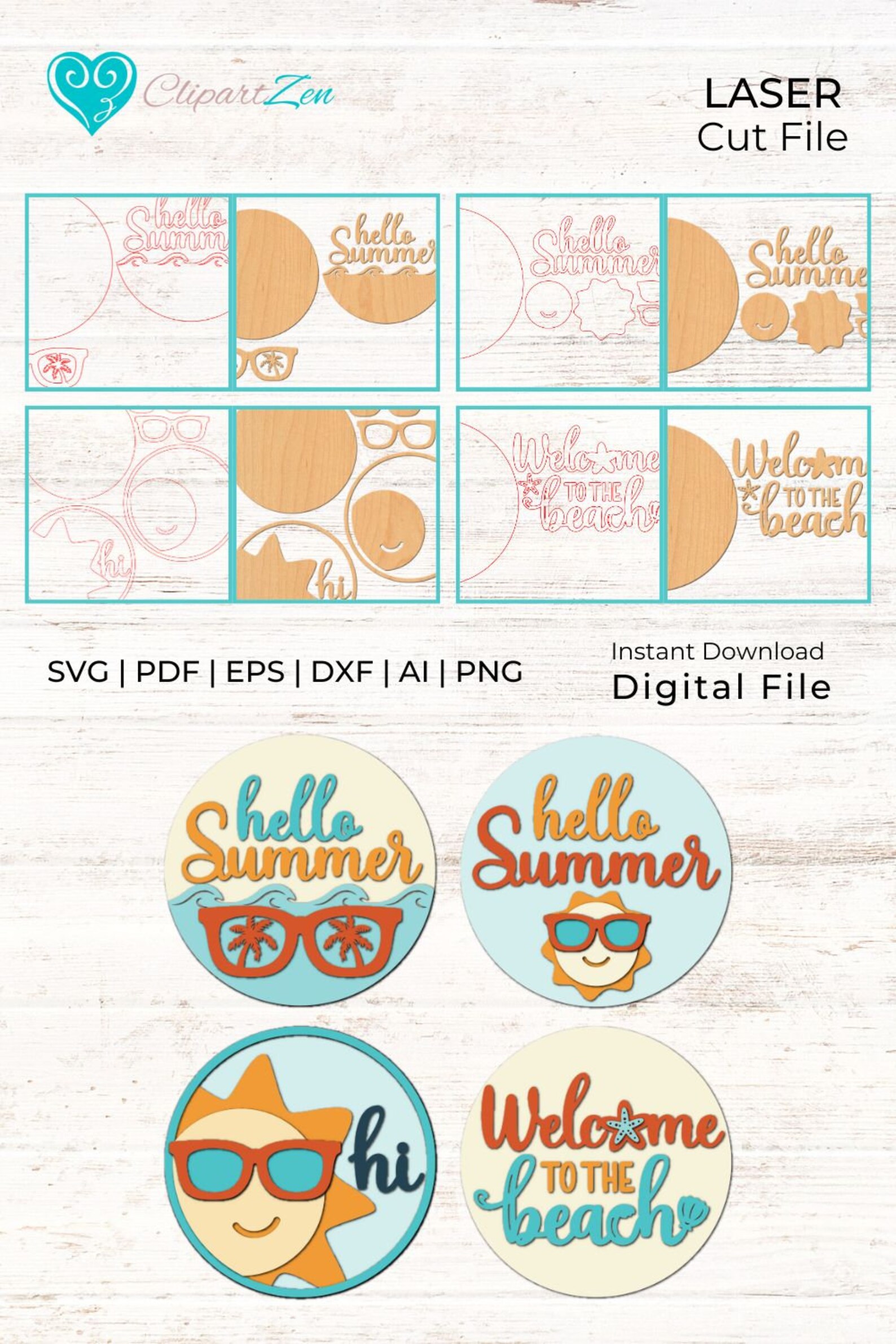 Hello Summer Door Hanger SVG, Welcome Svg, Beach Svg, Sun Svg ...